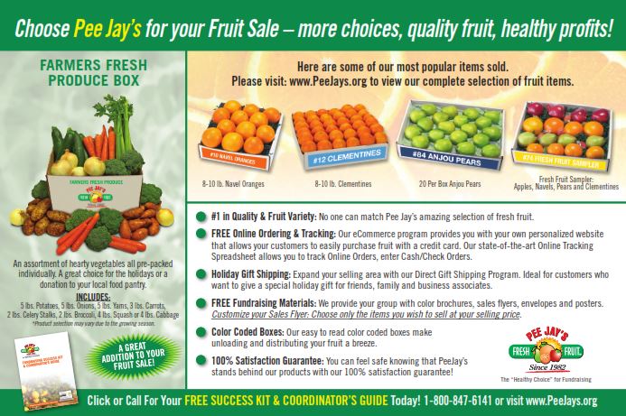 SALES MATERIAL & PROMOTION | Pee Jay's Fresh Fruit FundraiserPee Jay's ...