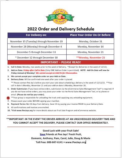 SALES MATERIAL & PROMOTION | Pee Jay's Fresh Fruit Fundraiser