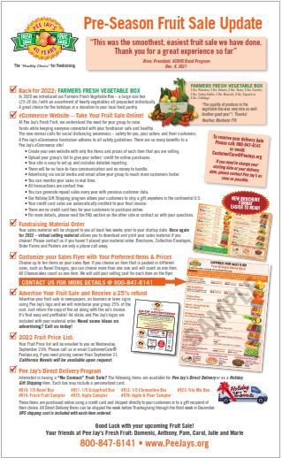SALES MATERIAL & PROMOTION | Pee Jay's Fresh Fruit Fundraiser